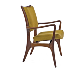 Vladimir Kagan, Seating, Sculpted Walnut Dining Arm Chair